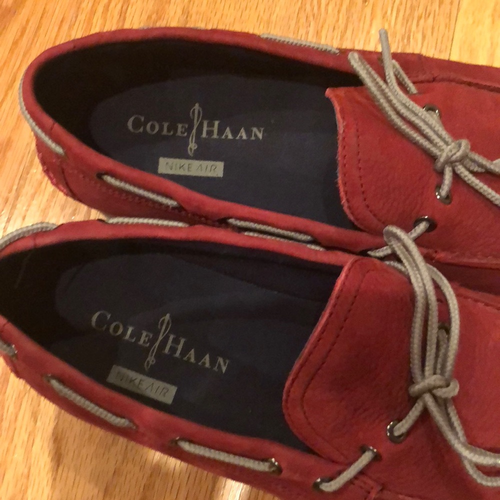 Cole Haan Men’s Red Leather Boat Shoes - Gem